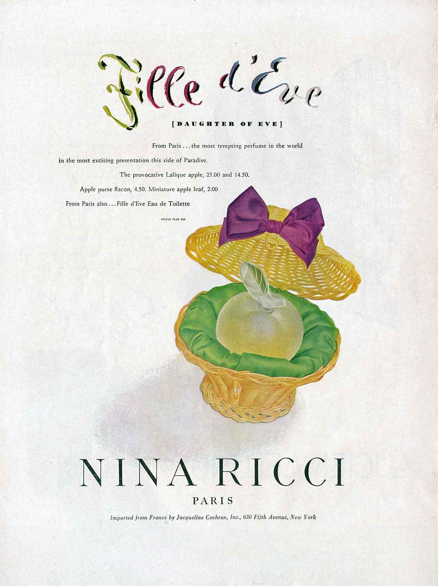 Fille d'Eve Nina Ricci: Dedicatória às Filhas de Eva ~ Vintages